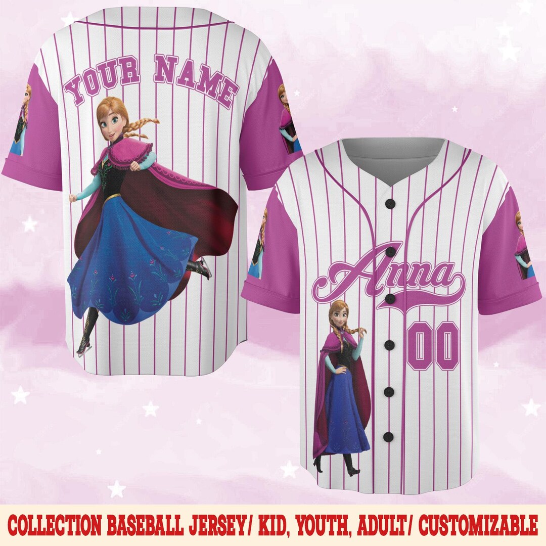 Custom Disney Princess Anna Baseball Jersey, Custom Anna Baseball ...