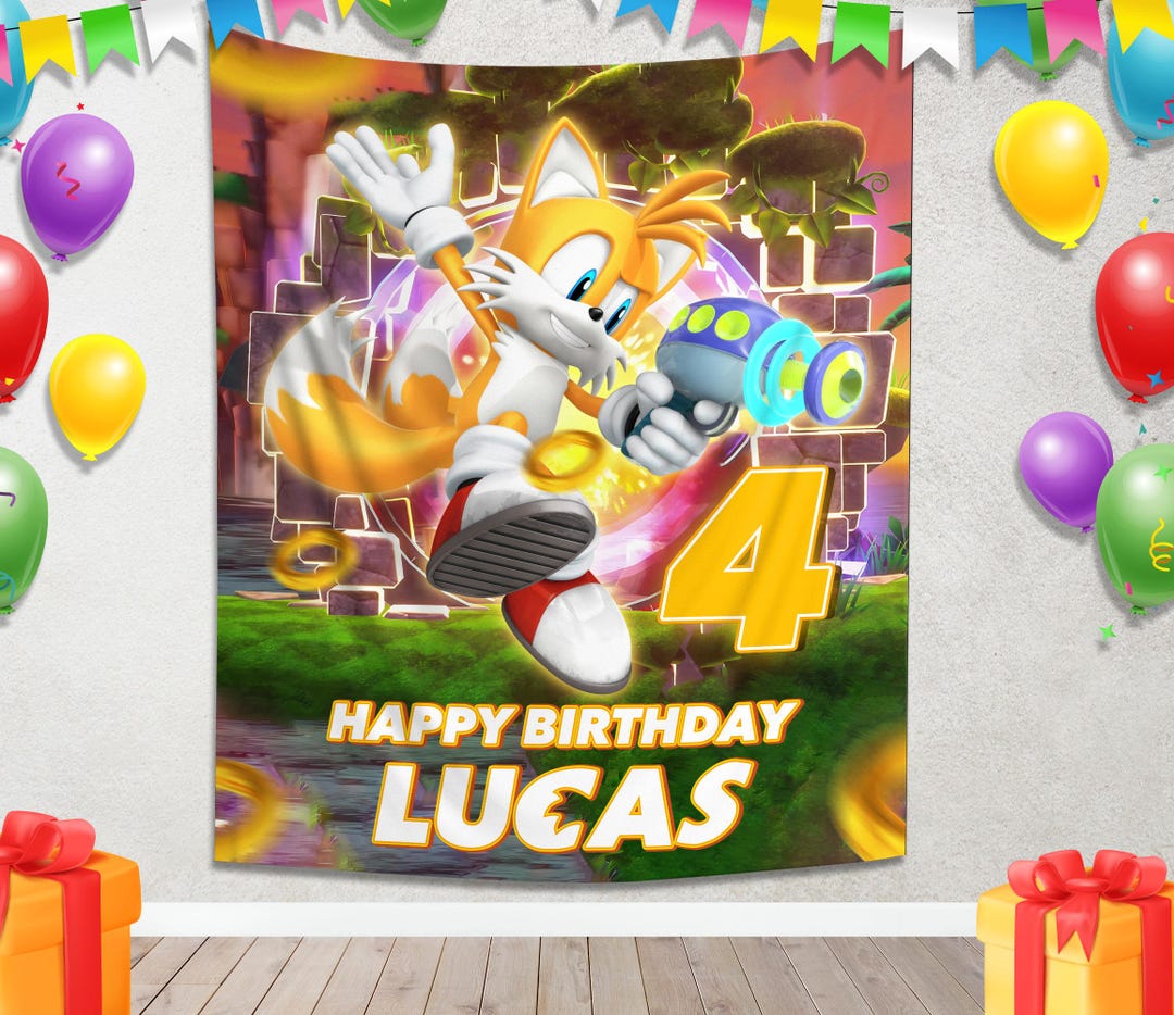 Tails Banner, Tails Sonic Banner, Tails Personalized Banner, Party ...