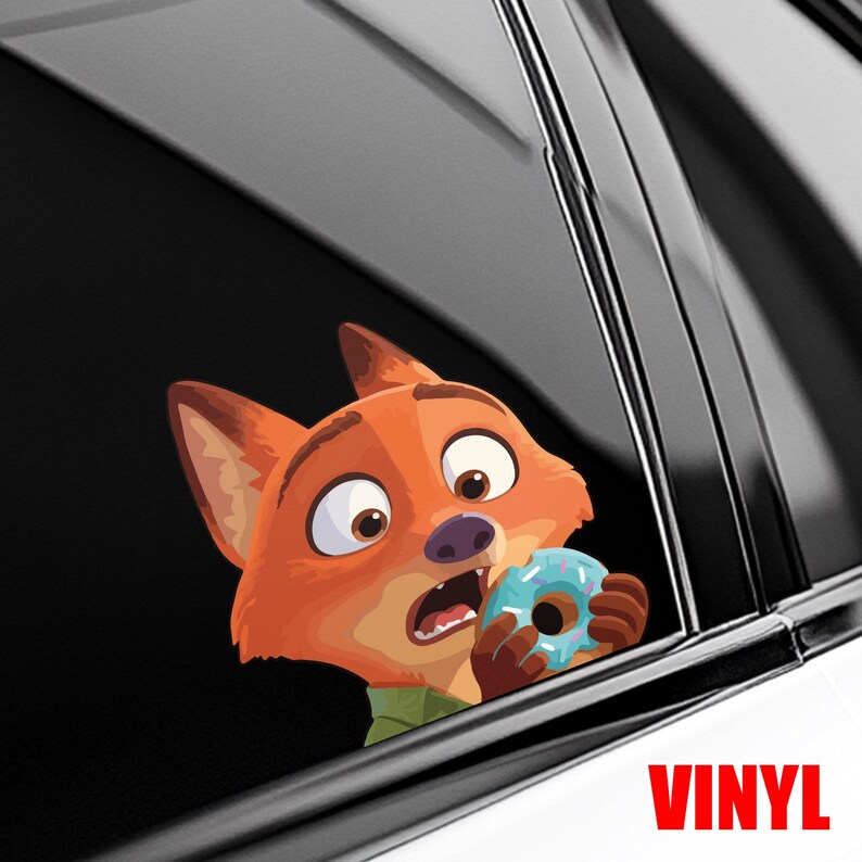 Funny Nick Wilde Zootopia Peeker Sticker, Vinyl Fox Expression Decal ...