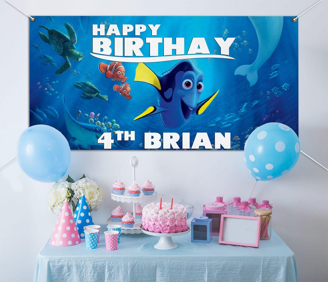 Finding Nemo Birthday Backdrop, Custom Underwater Party Banner, Nemo ...