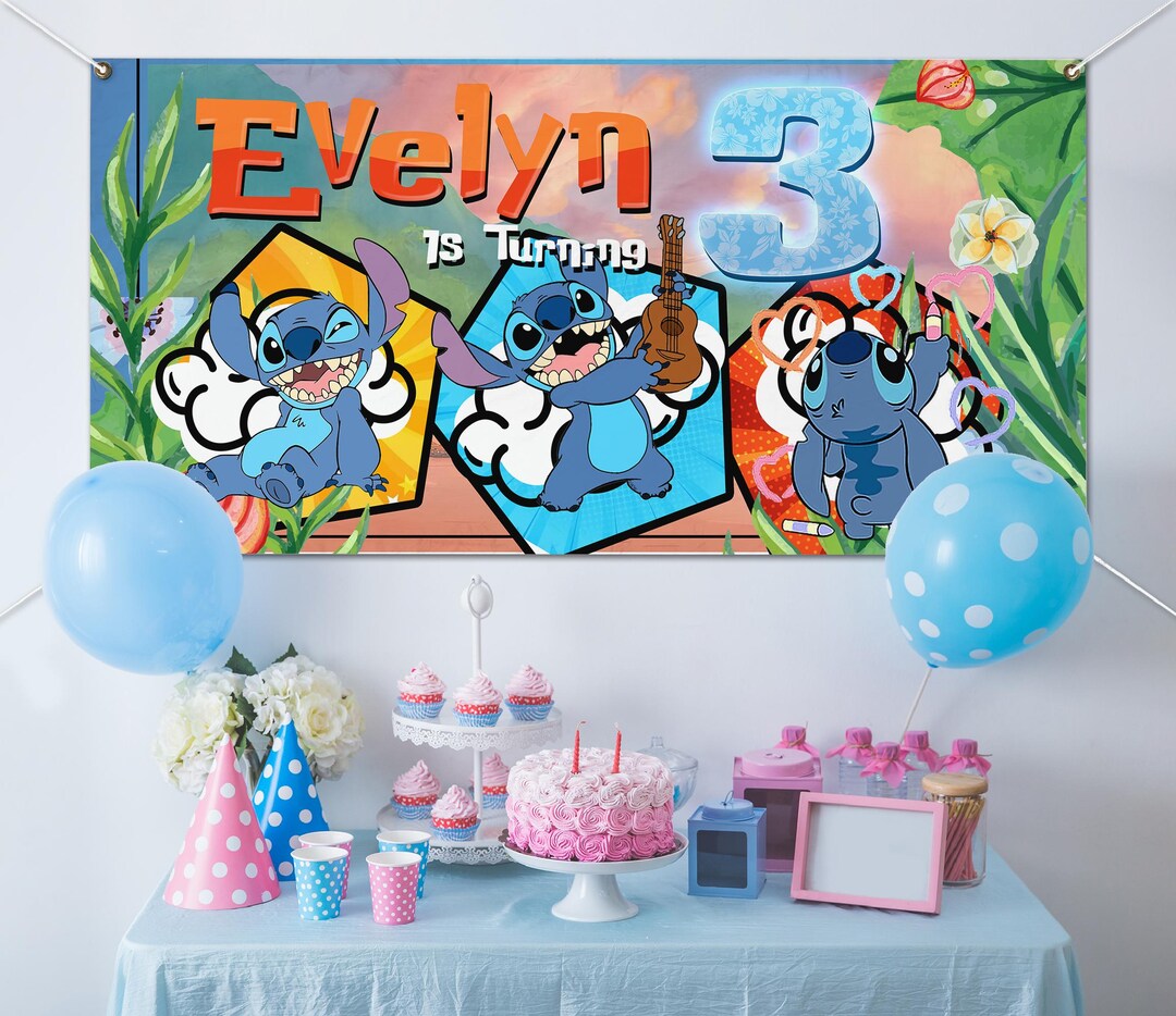 Stitch Banner, Birthday Banner, Stitch Party Birthday, Stitch Birthday ...