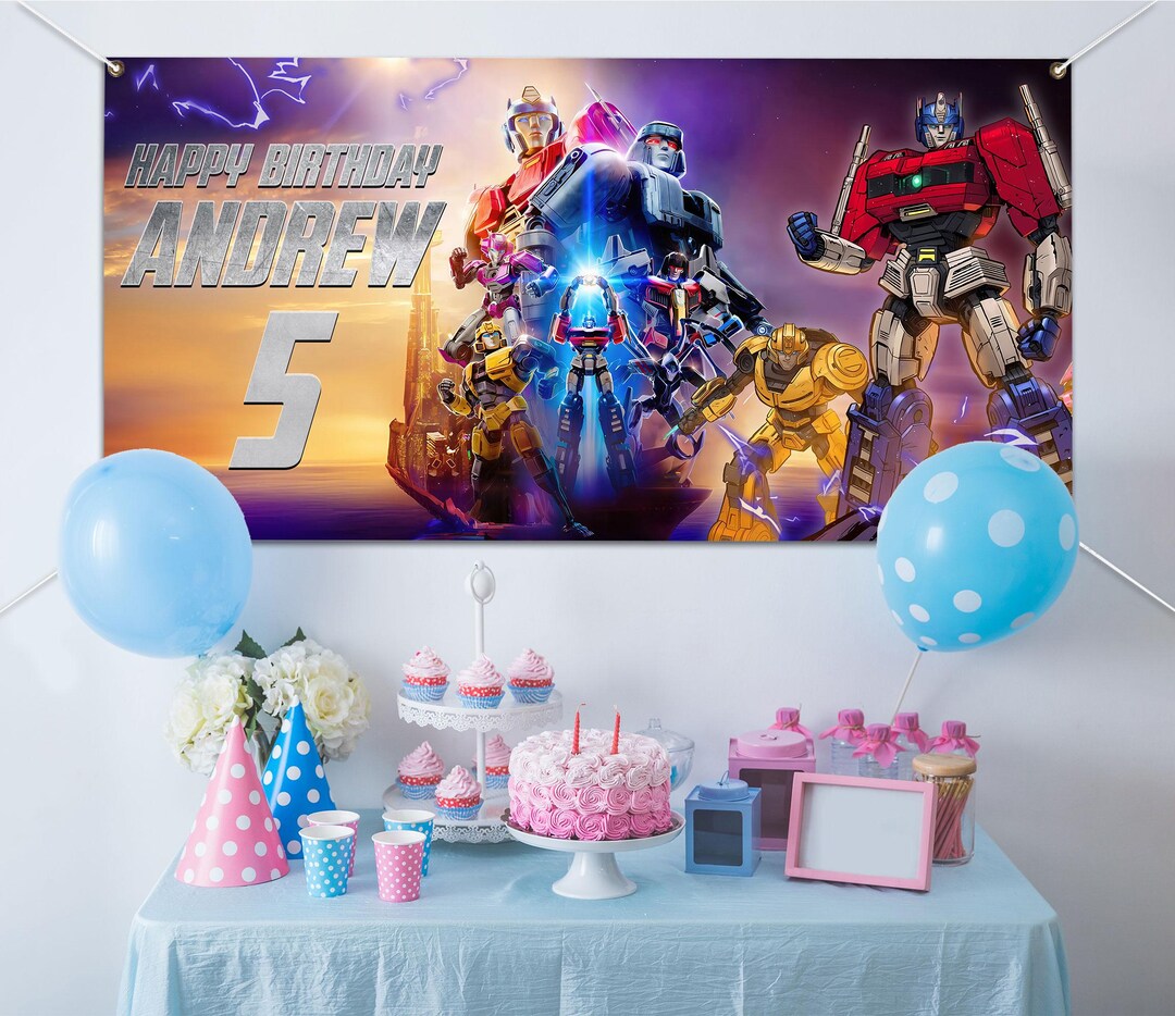 Transformers Birthday Backdrop | Custom Robot Theme Party Banner ...