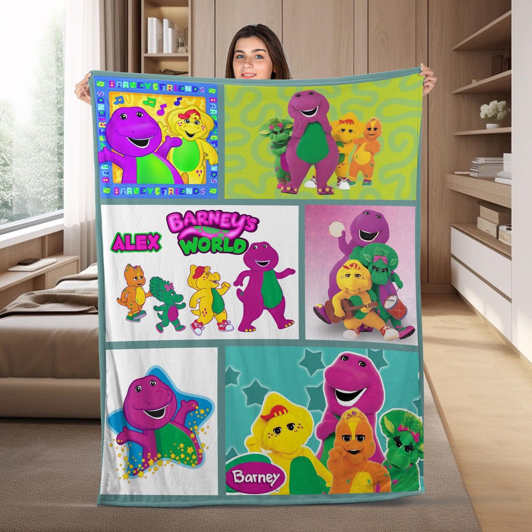 Barney and Friends Custom Quilt Blanket, Barney the Dinosaur Blanket ...