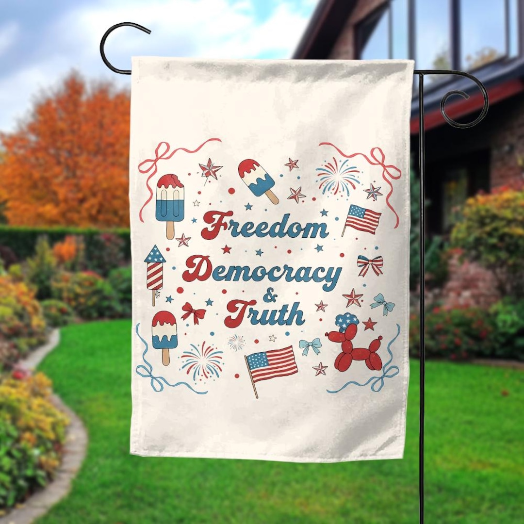 Freedom Democracy Truth Boho Summer Garden Flag, Pro America Anti Trump ...