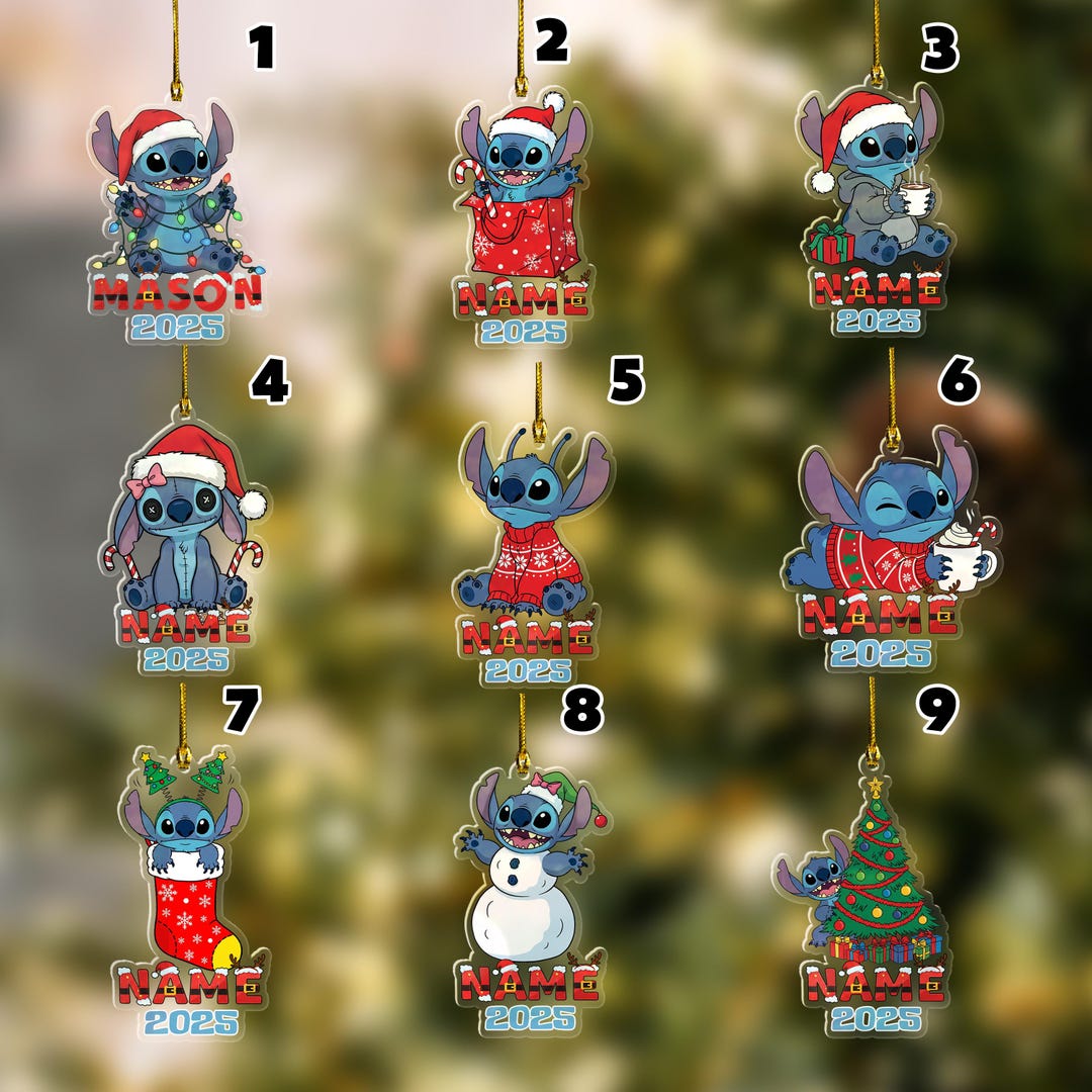 Custom Disney Stitch Christmas Ornament, Disney Family Christmas Tree ...