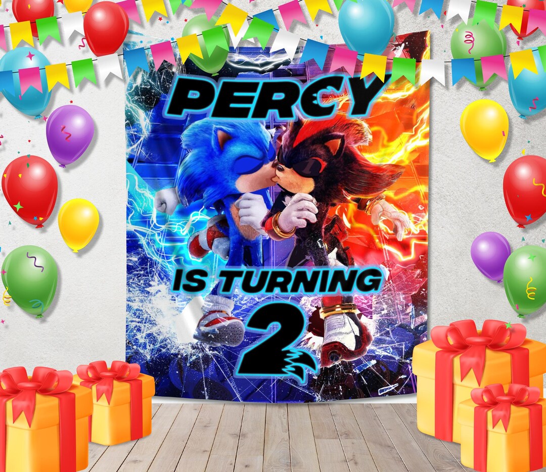 Sonic Birthday Party Backdrop/sonic Hedgehog Birthday Banner/custom ...