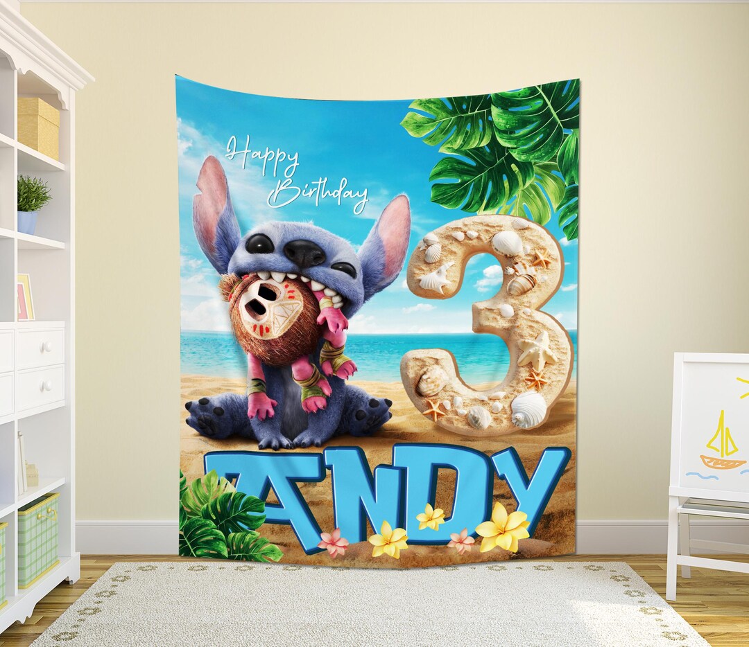 Disney Lilo and Stitch Birthday Backdrop, Stitch 2025 Personalized ...