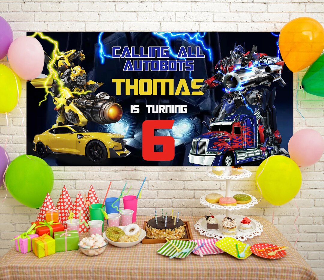 Transformers Birthday Party Backdrop Transformers Birthday Banner ...