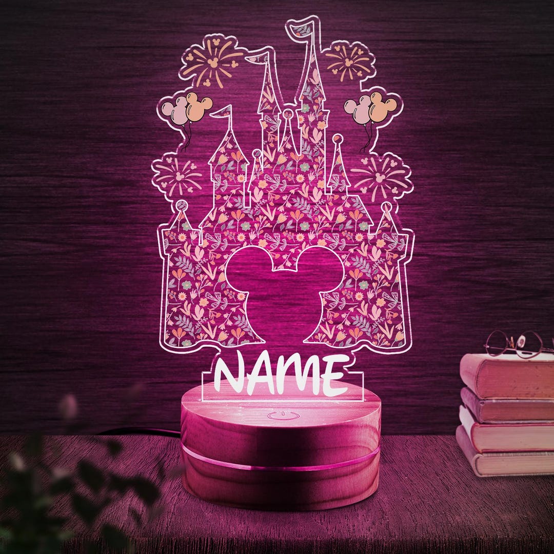 Personalized Disney Princess Castle Night Light, Custom Name Princess ...