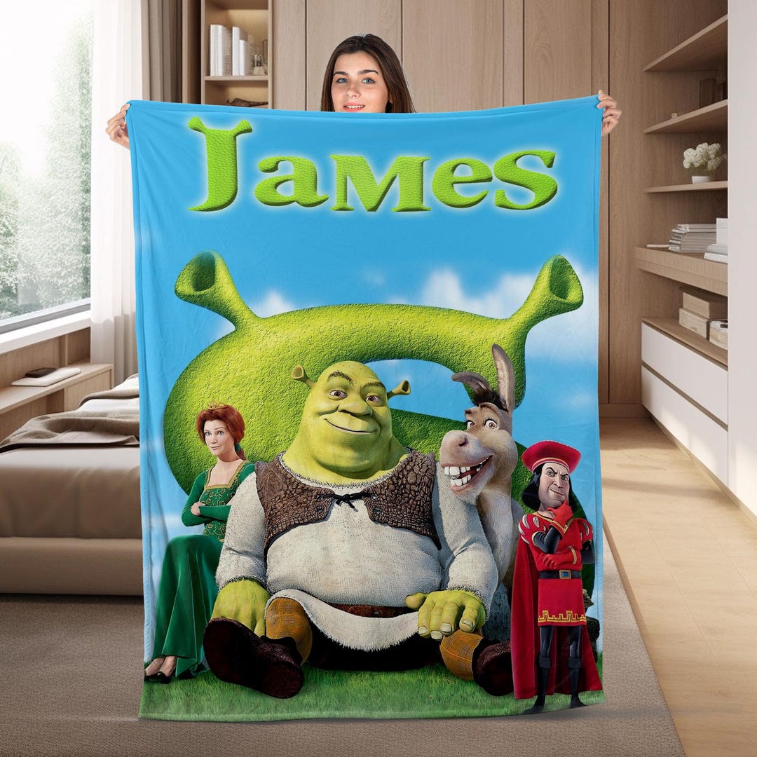 Personalized Shrek Characters Quilt Blanket, Gift for Shrek Film Fans ...