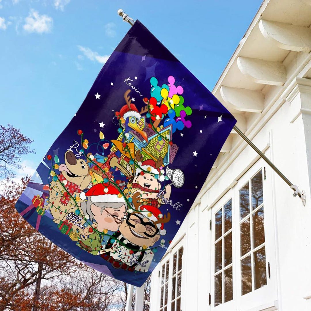Disney Pixar up Christmas Lights Flag, Santa Disney Flag, Family ...