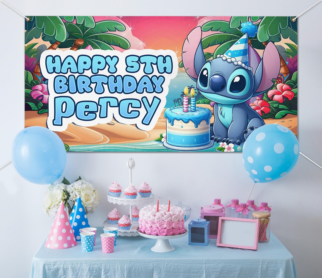 Stitch Banner, Birthday Banner, Stitch Party Birthday, Stitch Birthday ...