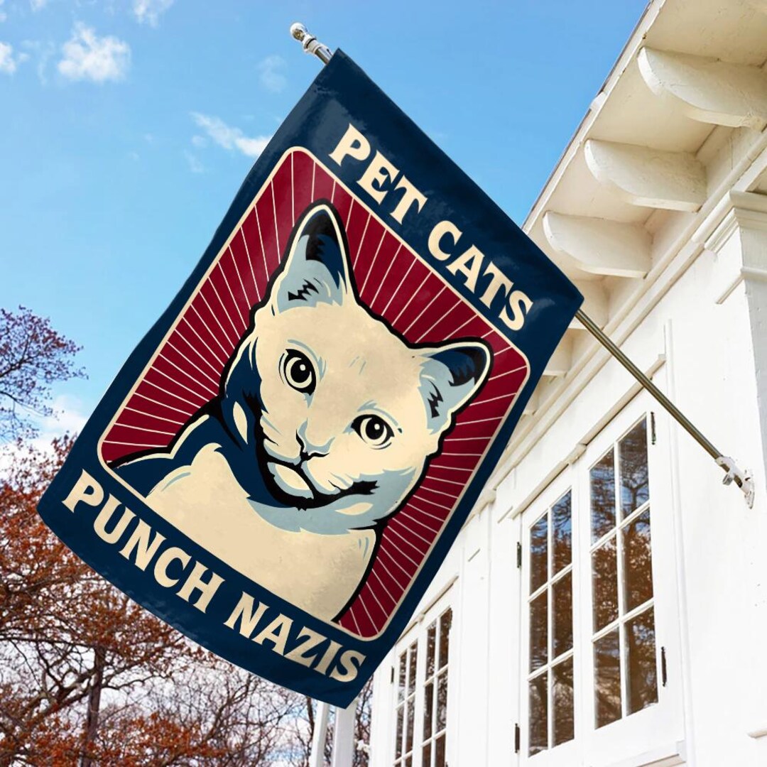 Pet Cats Punch Nazis Anti-fascist Garden Flag, Anti Trump Flag, Anti ...