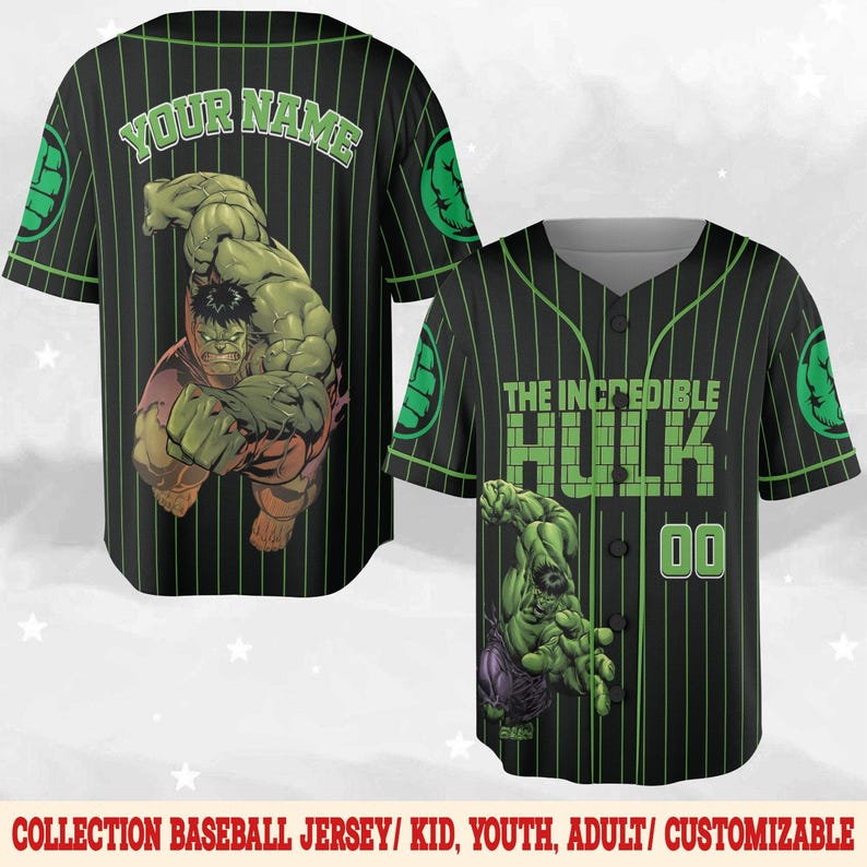Personalized the Hulk Baseball Jersey, Custom Disney the Hulk Baseball ...