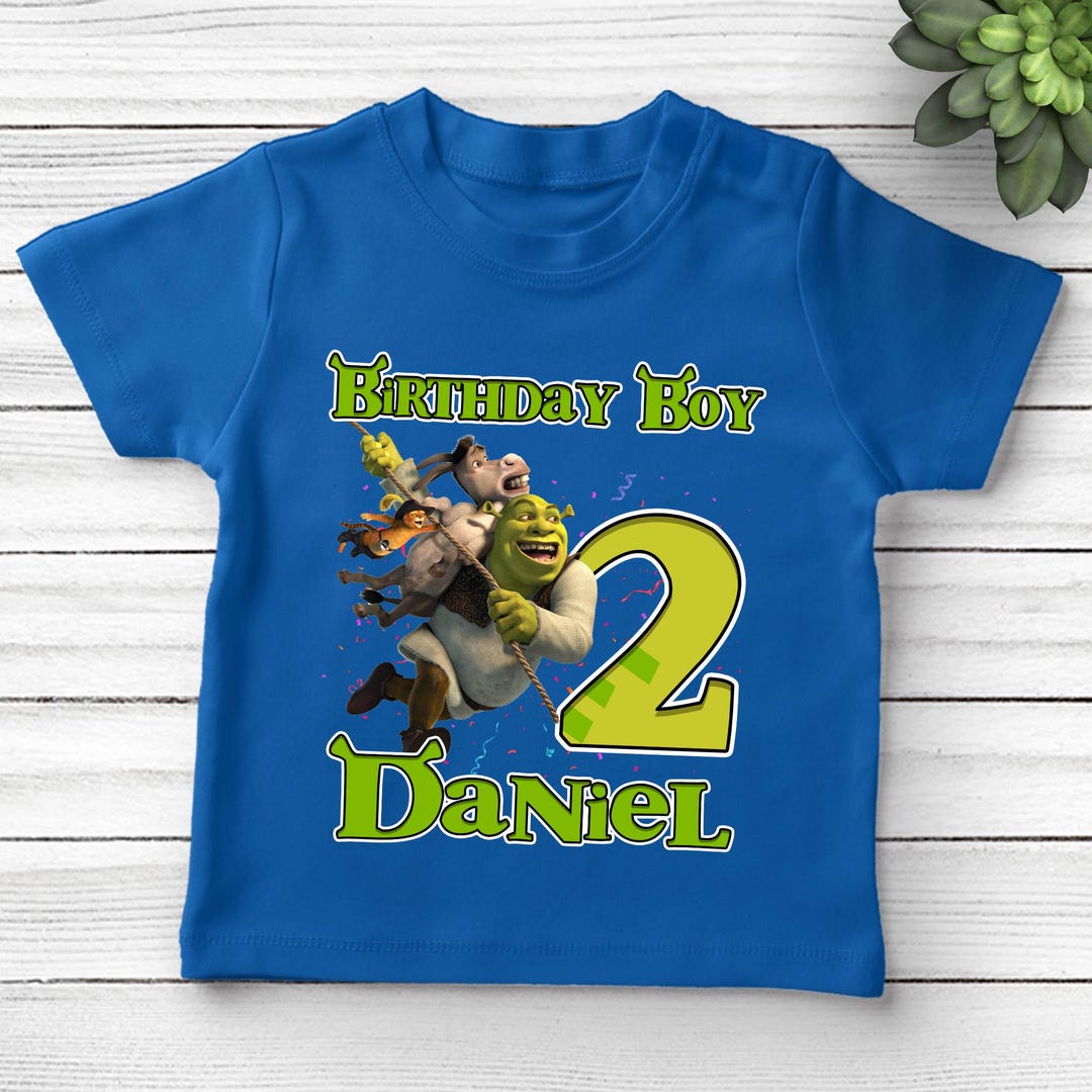 Shrek Birthday Shirt, Green Ogre Cartoon Shirt, Personalized Boy Girl ...