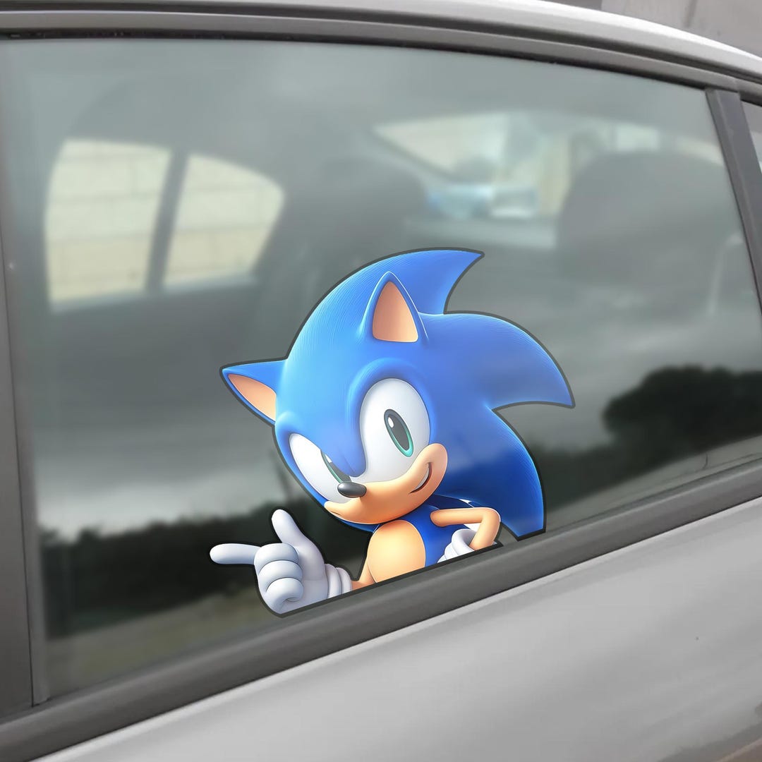 Sonic Hedgehog Peeker Peeking Car, Window Decals, Bumper Waterproof ...