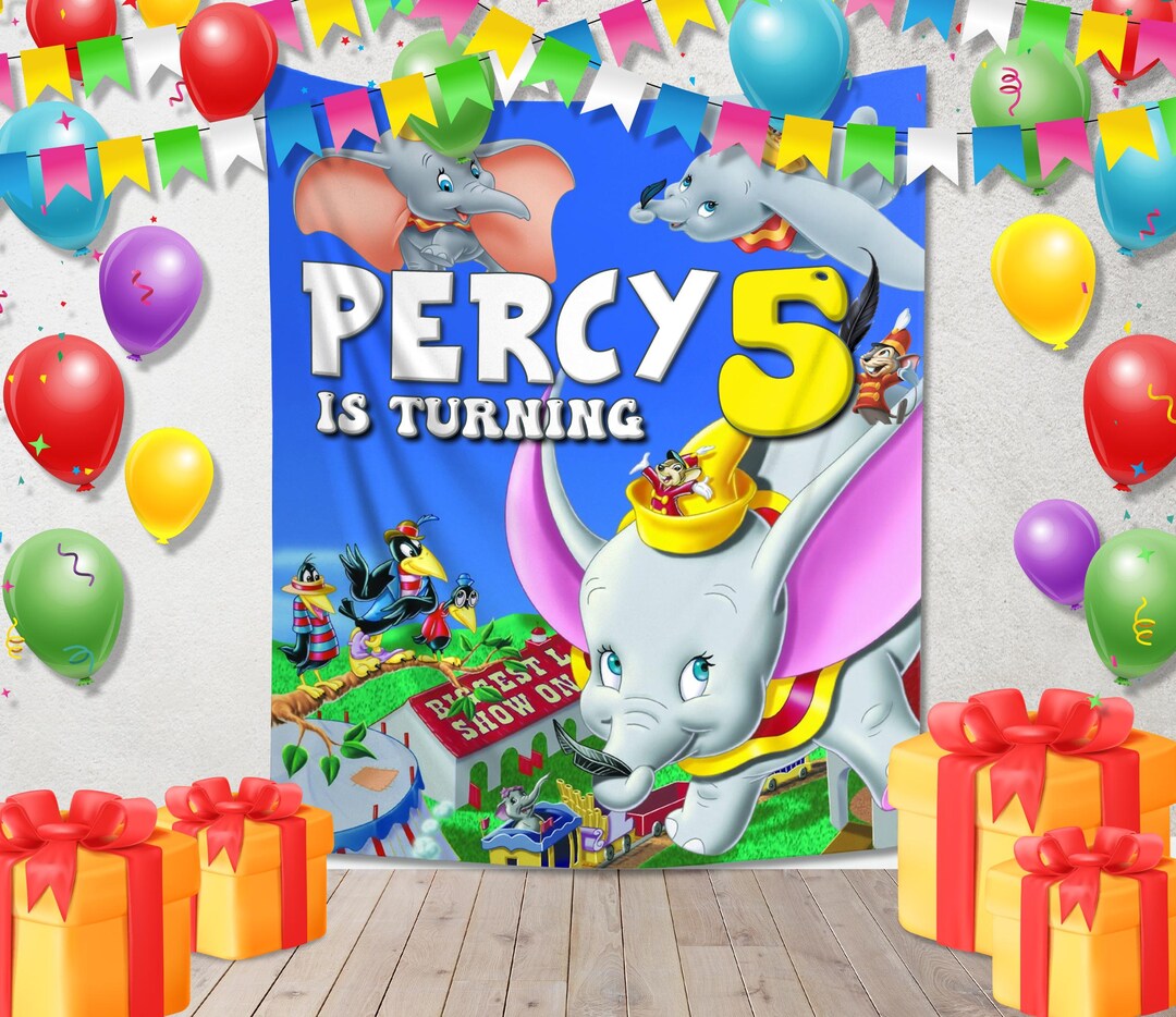 Dumbo Backdrop, Dumbo Backdrop Birthday, Dumbo Party, Dumbo Party ...
