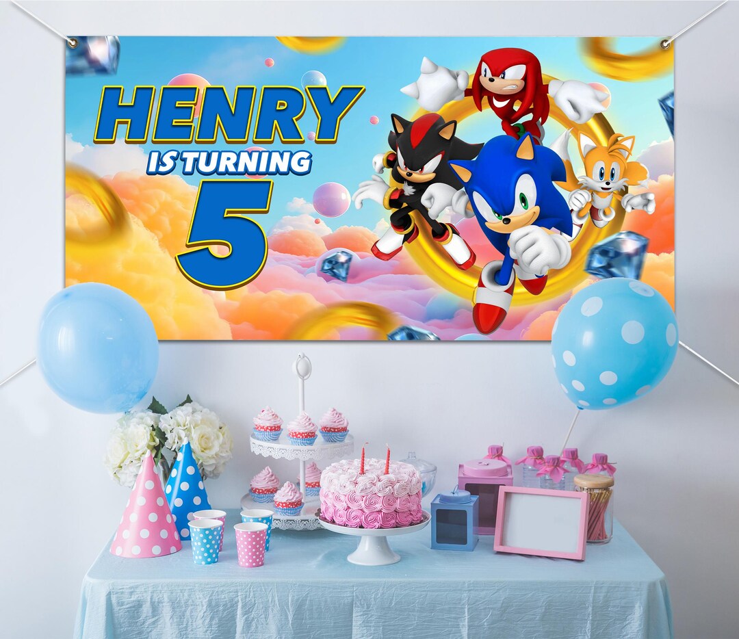 Sonic Birthday Party Backdrop/sonic Hedgehog Birthday Banner/custom ...