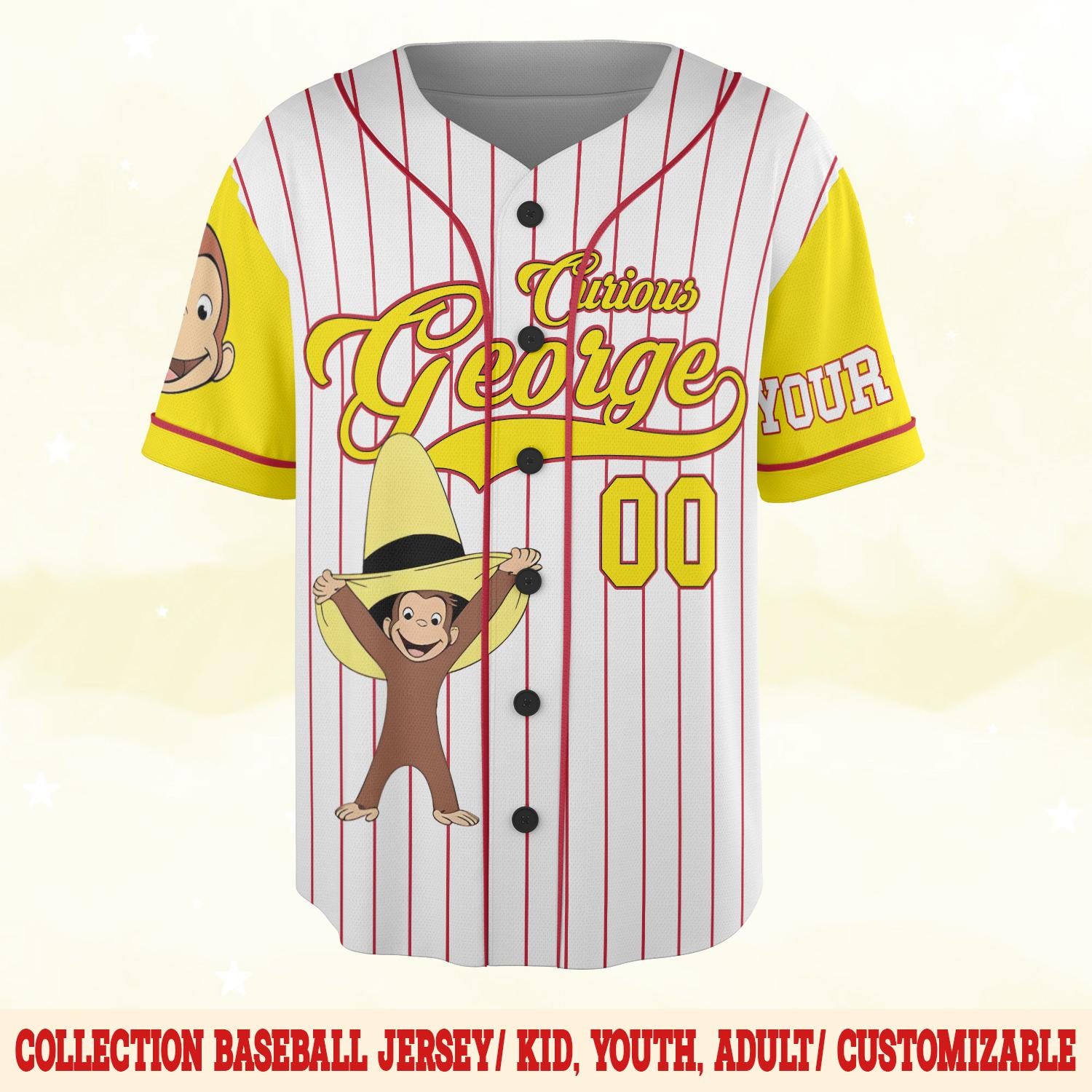 Curious George Birthday Baseball Jersey/curious George Baseball Shirt ...