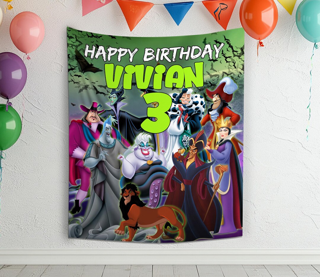 Disney Villains Party Banner/disney Villains Party Decor/disney ...