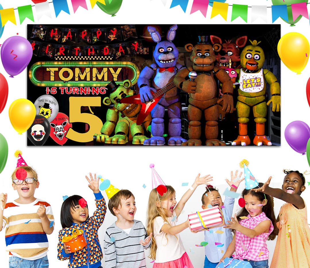 Five Night's Freddy Birthday Banner, Freddy Birthday Backdrop, Freddy ...