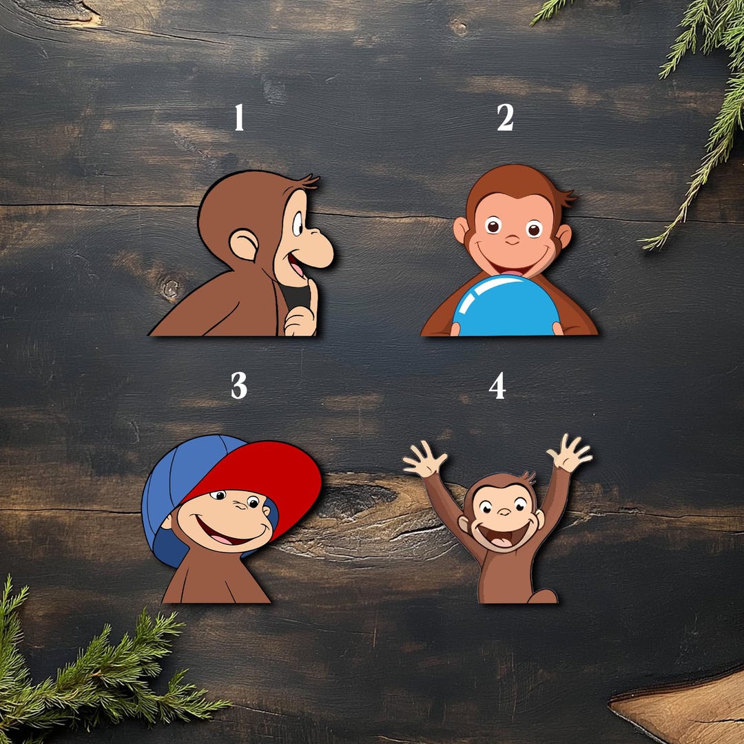Curious George Peekaboo Peeker Peeking Car Window Decals - Bumper ...