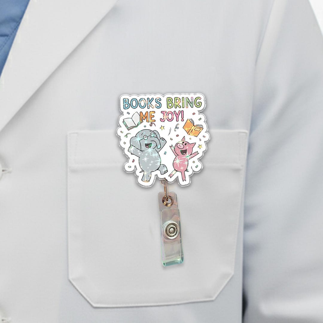 Elephant Piggie Pigeons Teacher Badge Reel, Cute Book Character ID ...