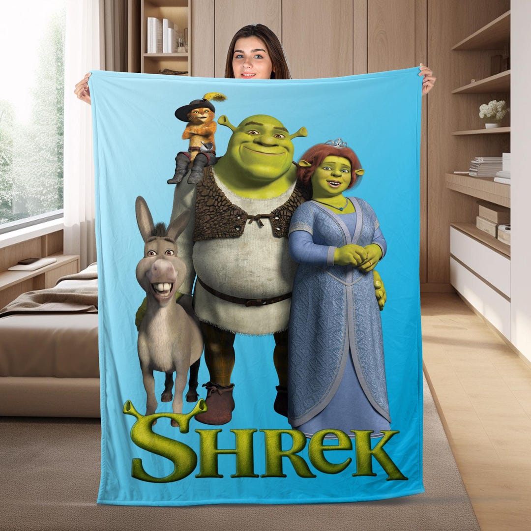 Personalized Shrek Characters Quilt Blanket, Gift for Shrek Film Fans ...
