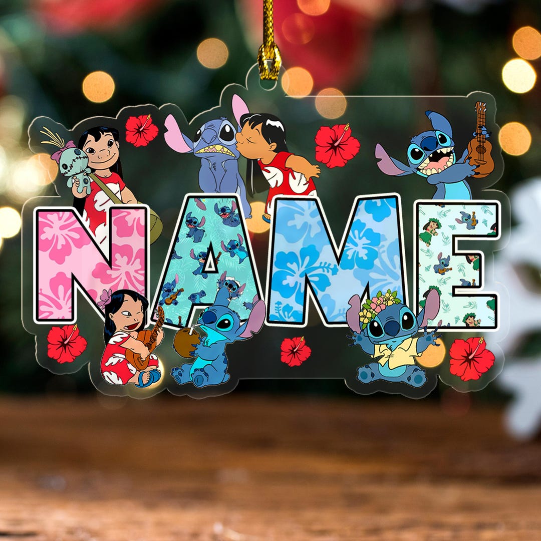 Personalized Disney Stitch and Friends Christmas Ornament, Custom Name ...