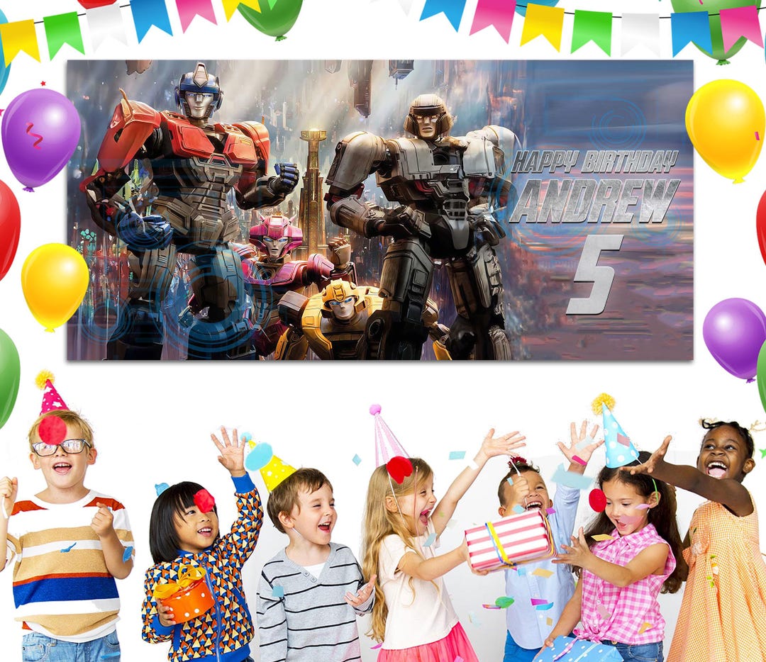 Transformers Birthday Backdrop, Custom Optimus Bumblebee Banner ...
