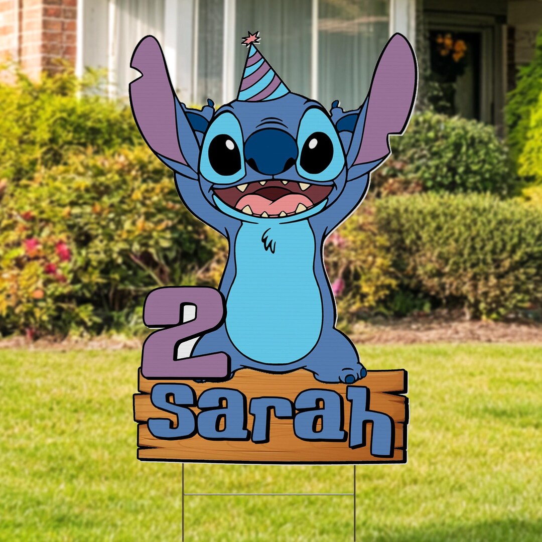 Disney Stitch Yard Sign, Stitch Yard Decoration, Custom Name Age Yard ...