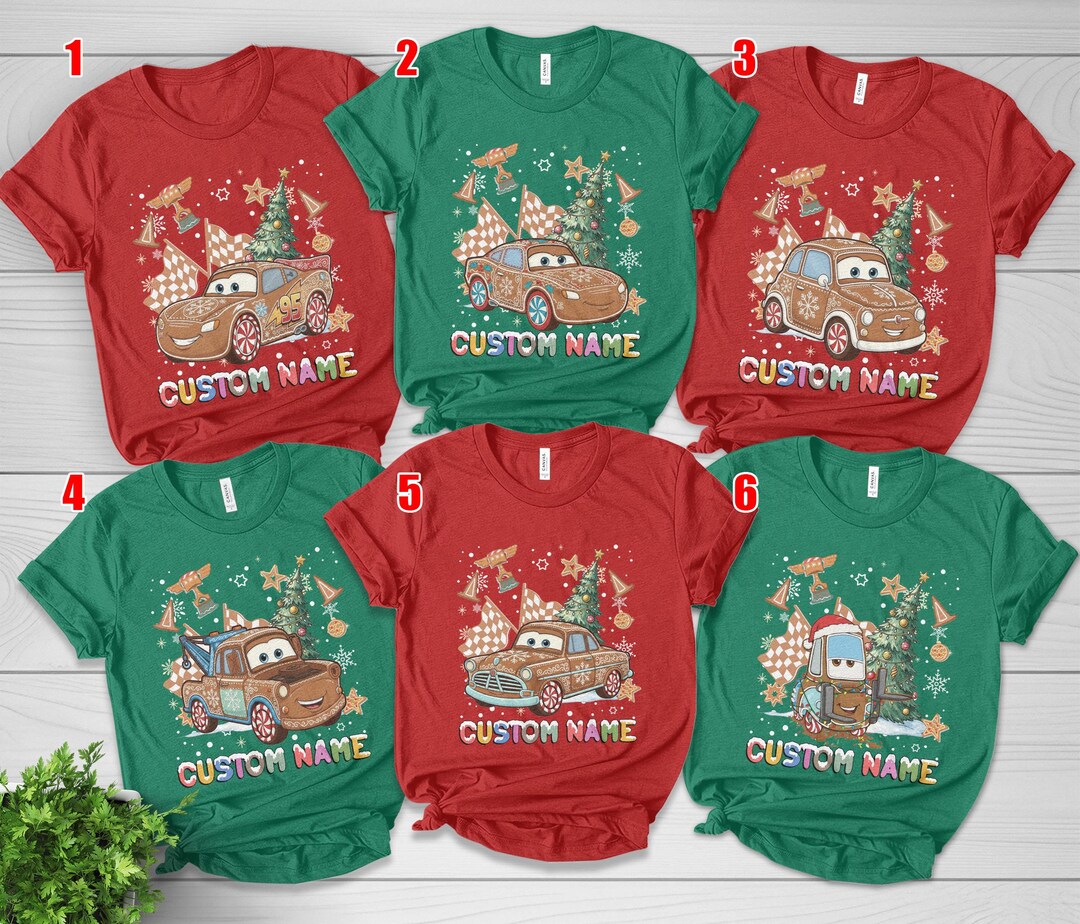 Personalized Cars Gingerbread Disney Shirt, Lightning Mcqueen Ginger Cookies, Mater Doc Hudson ...