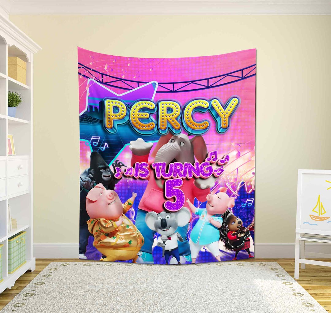Personalized Sing Pig 2 Birthday Party Backdrop, Sing 2 Birthday Banner ...