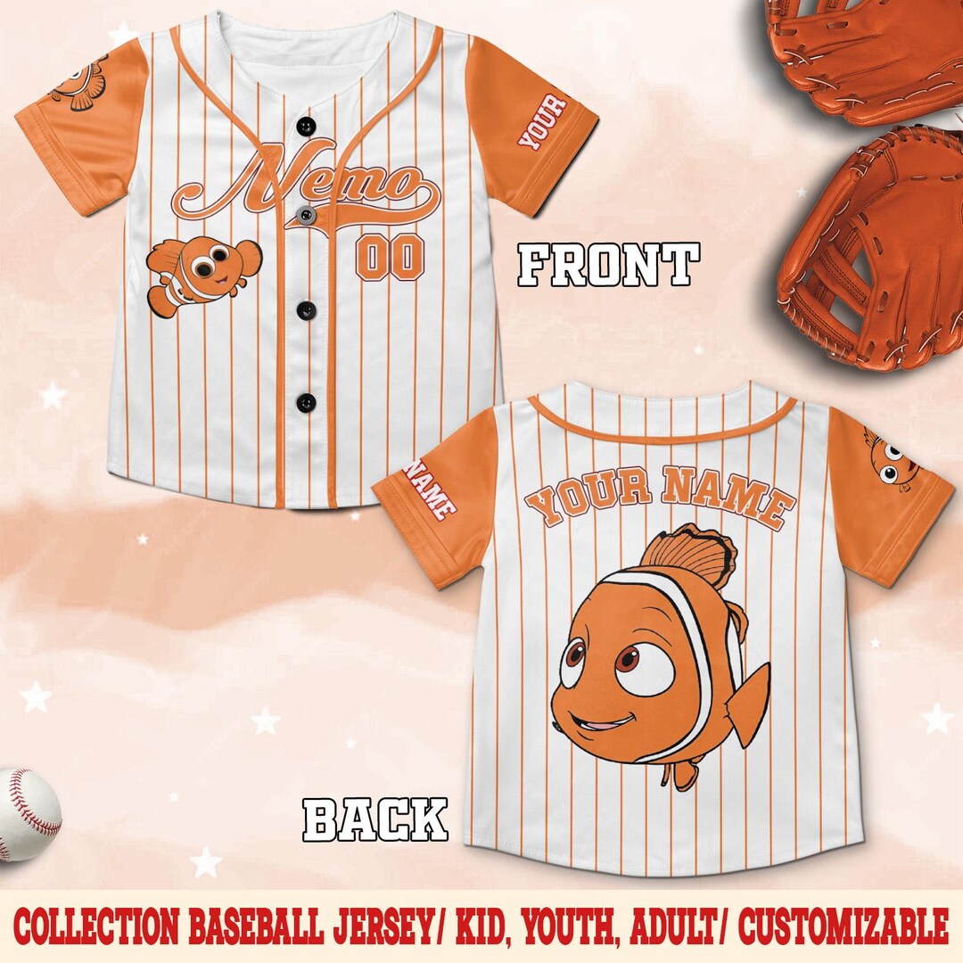 Personalize Disney Finding Nemo Baseball Jersey, Custom Nemo Baseball ...