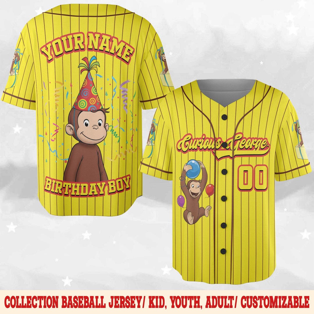 Curious George Birthday Baseball Jersey/curious George Baseball Shirt ...