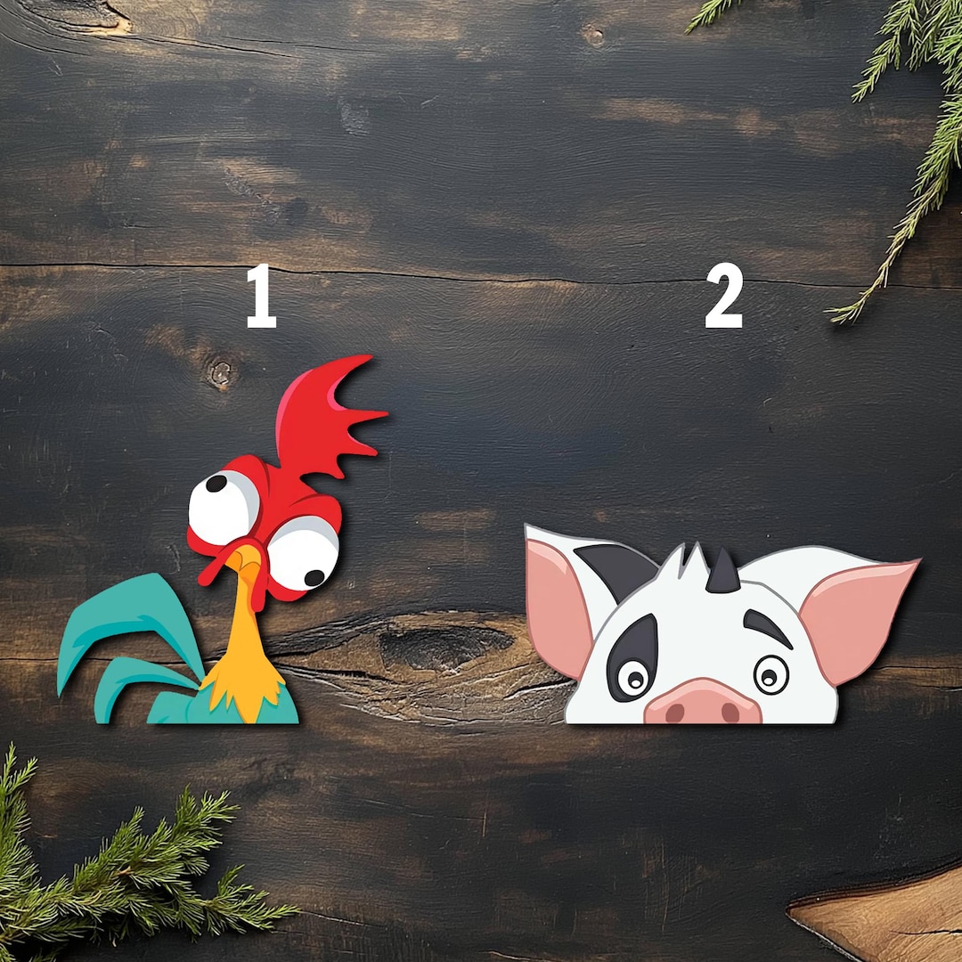 Hei Hei Pua Pua Peeker Sticker, Funny Moana Peeking Car Window Decal ...