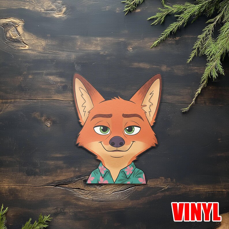 Funny Nick Wilde Zootopia Peeker Sticker, Vinyl Fox Expression Decal ...