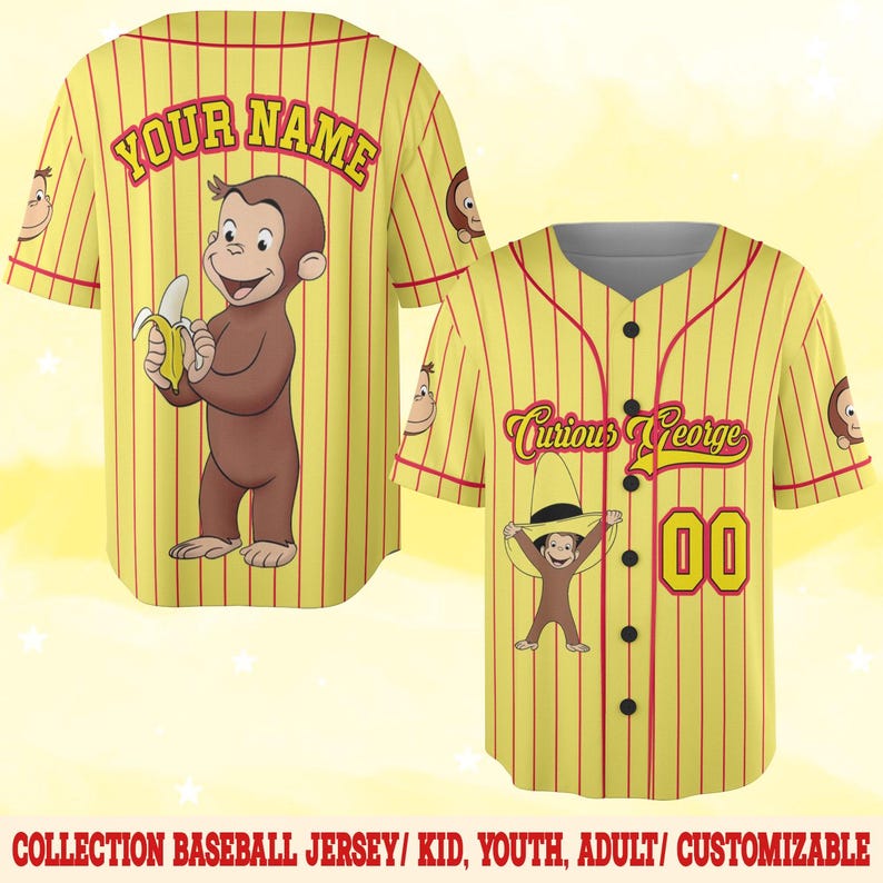 Curious George Birthday Baseball Jersey/curious George Baseball Shirt ...
