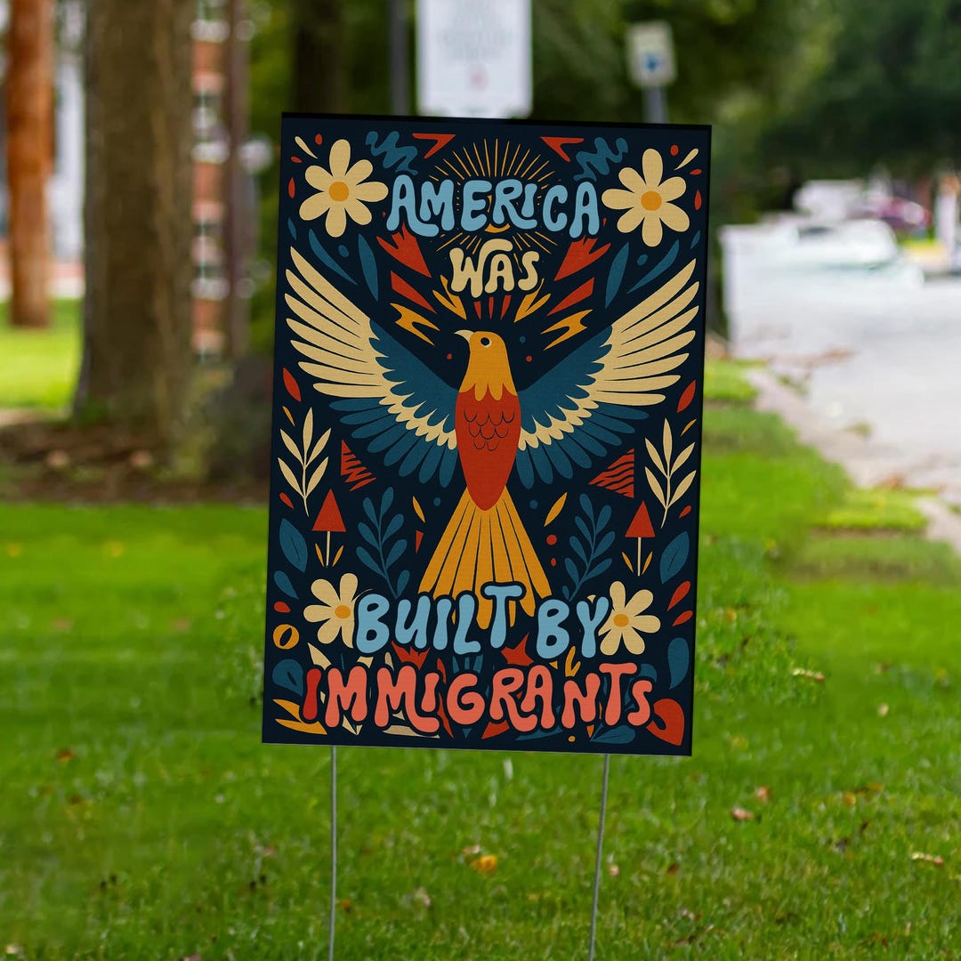 America Was Built by Immigrants Yard Sign, Patriotic Outdoor Decor ...