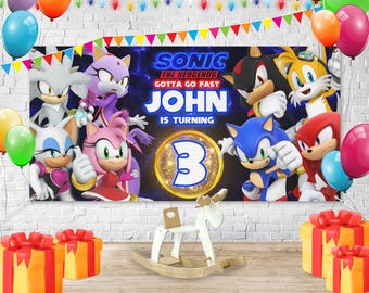 Sonic 3 Birthday Backdrop, Sonic the Hedgehog 3 Birthday Party Backdrop ...