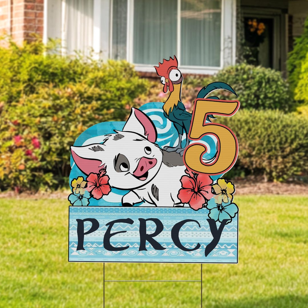 Customize Pua and Heihei Moana Yard Sign Cutout, Moana Birthday Party ...