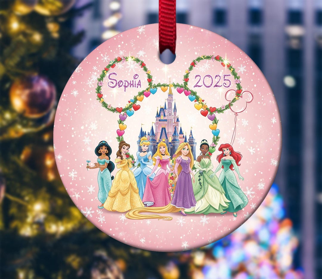 Personalized Disney Princess Christmas Ornament, Princess Party ...