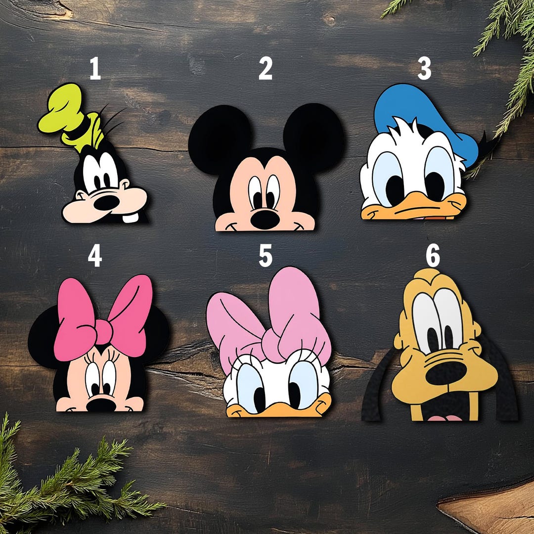 Mickey Pluto Goofy Daisy Donald Minnie Peekaboo Peeker Peeking Car ...