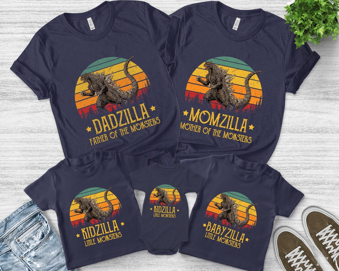 Personalize Godzilla Family Shirts, Family Matching Daddy, Mommy, Baby ...