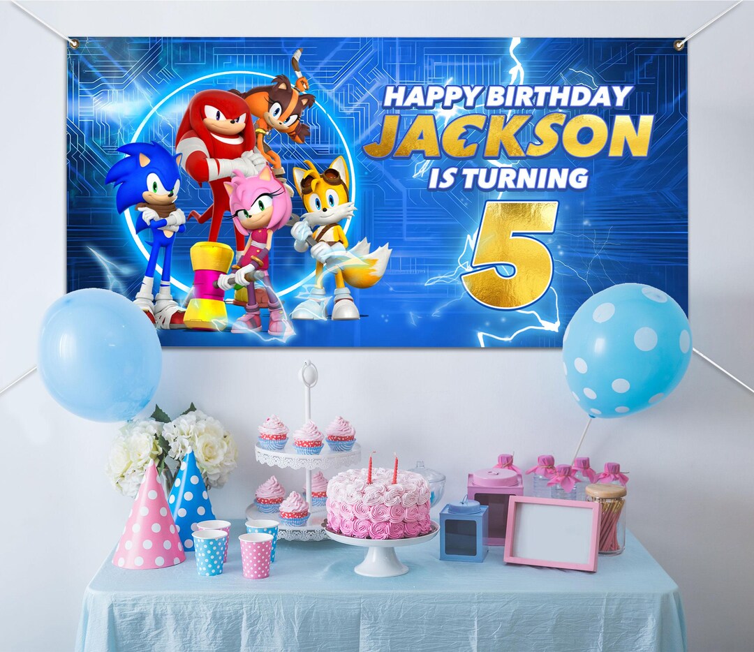 Sonic Birthday Party Backdrop/sonic Hedgehog Birthday Banner/custom ...