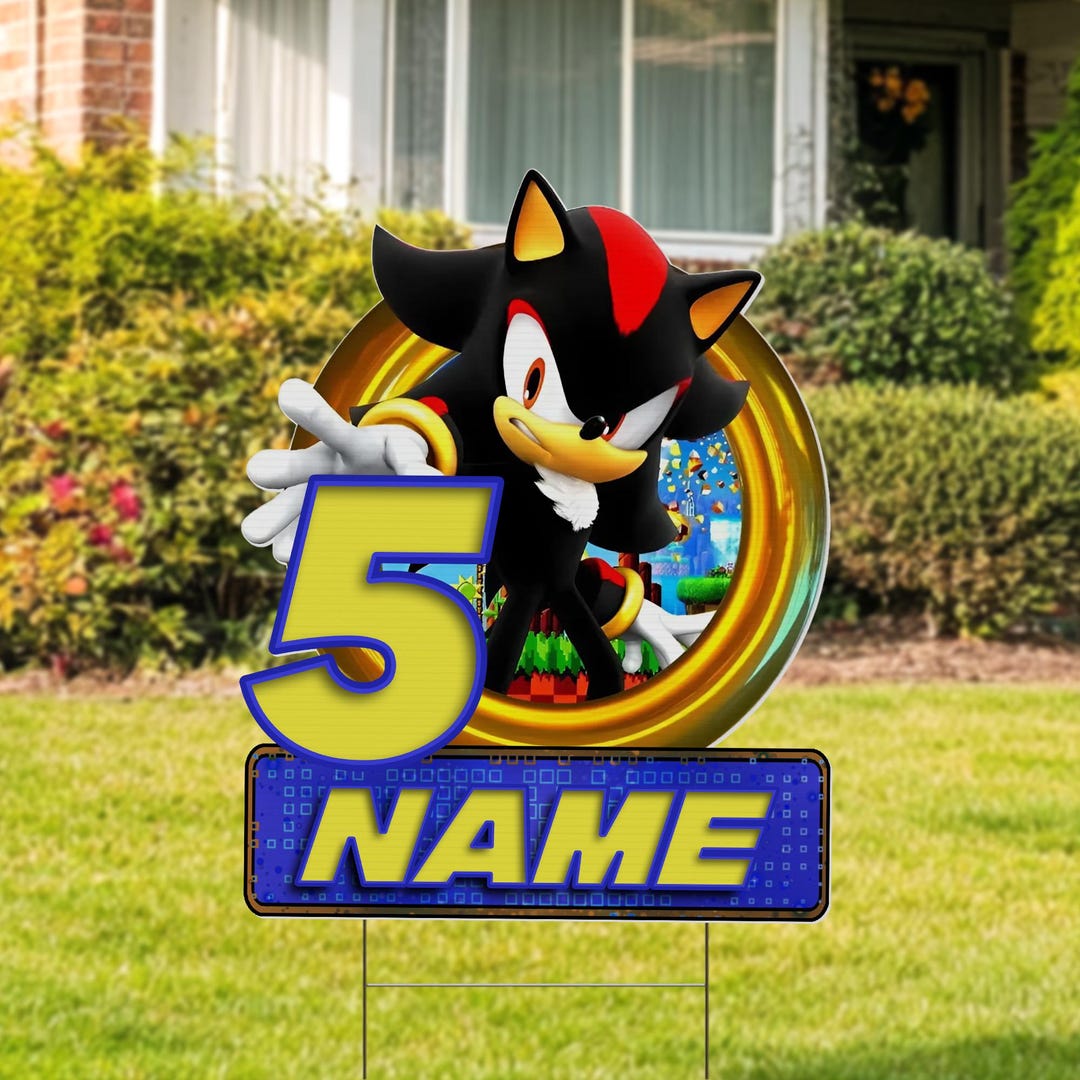 Shadow the Hedgehog Yard Sign Cutout, Sonic Shadow Birthday Party Decor ...
