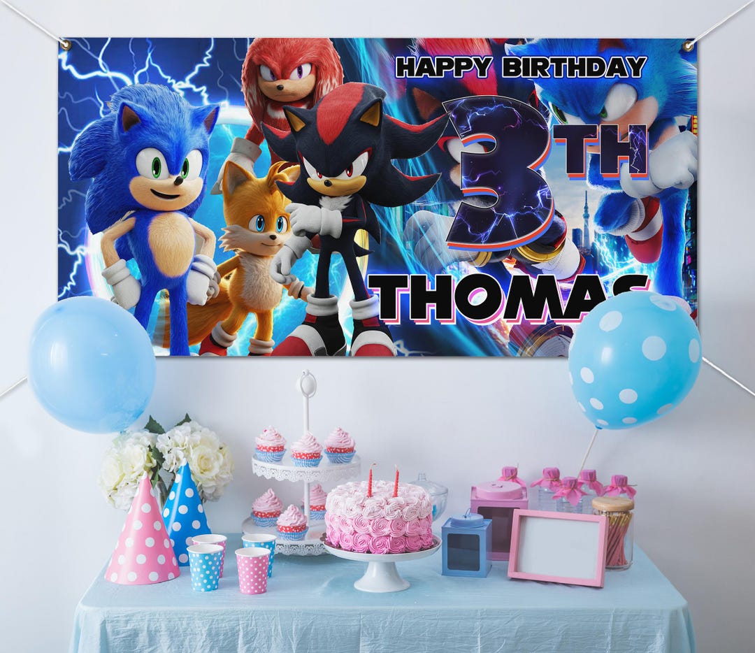 Sonic Birthday Party Backdrop, Sonic Hedgehog Birthday Banner, Custom ...