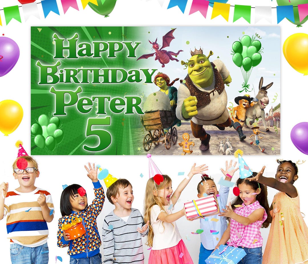 Personalized Shrek Family Backdrop Birthday, Shrek Birthday Banner ...