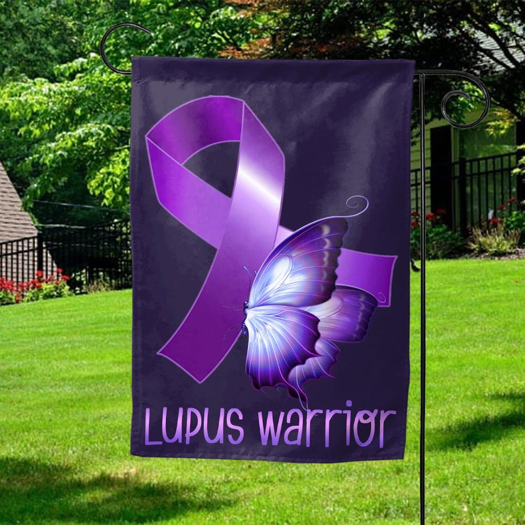 Lupus Warrior Flag, Lupus Awareness Flag, Purple Ribbon Awareness Flag ...