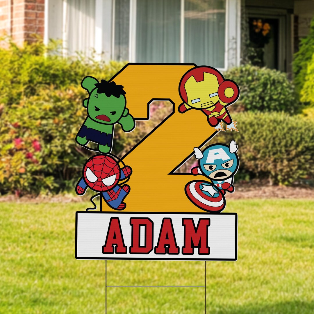 Superheroes Happy Birthday Sign, Superheroes Party Decor, Personalized ...